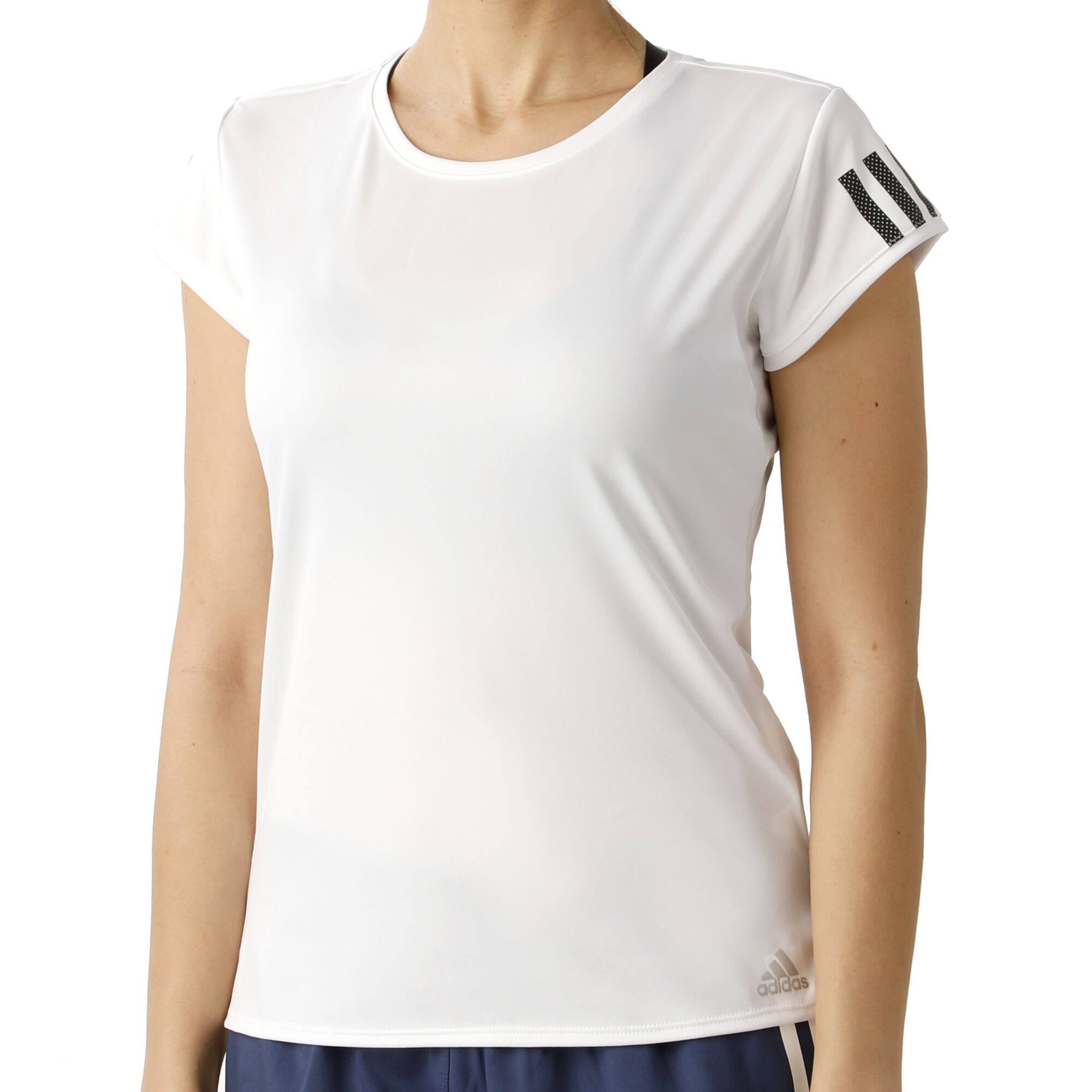 Adidas Club 3 Stripes T Shirt Damen Weiß Schwarz Online Kaufen